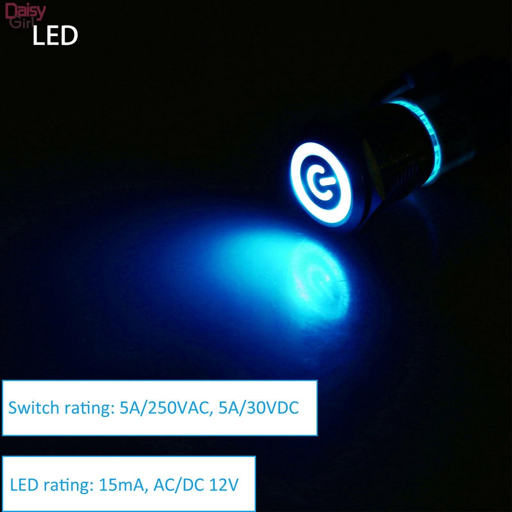 Push Button Switch 12V Trucks Blue Self-Lock Car Truck Waterproof Metal ...