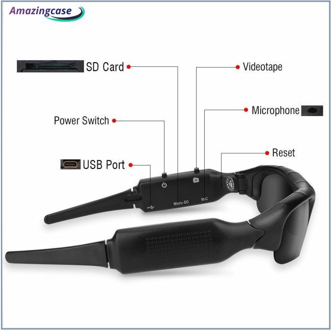 HD Mini Camera Sunglasses Glasses Eyewear Audio Video Recorder DVRs ...