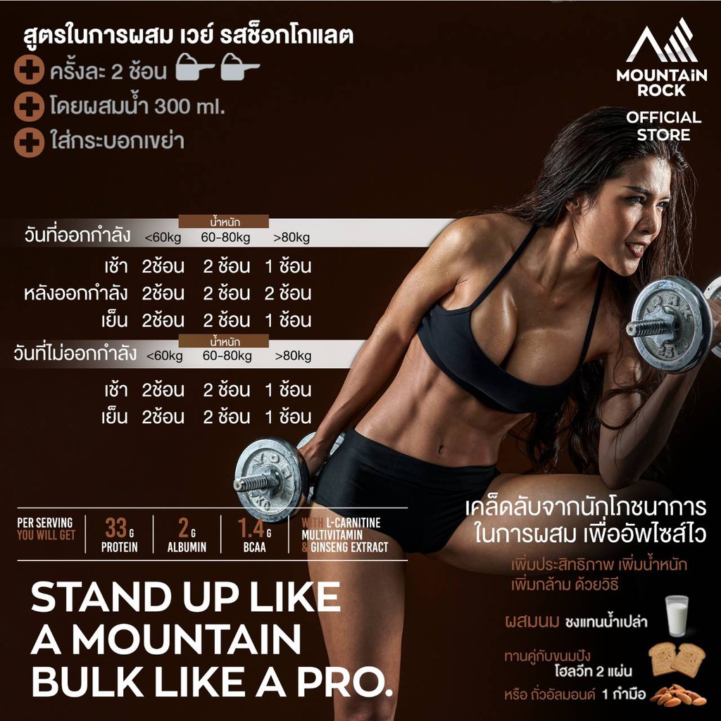 Mountain Rock Whey Bulk Pro Plus Complete Whey Protein - Swiss Chocolate 1.54 Lb. - shopdee ...