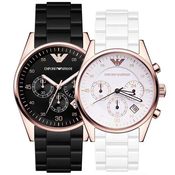 Emporio Armani ผู้ชายคลาสสิกซิกม่าสีเขียวเข้มแบบ Dial Chrono นาฬิกา ...