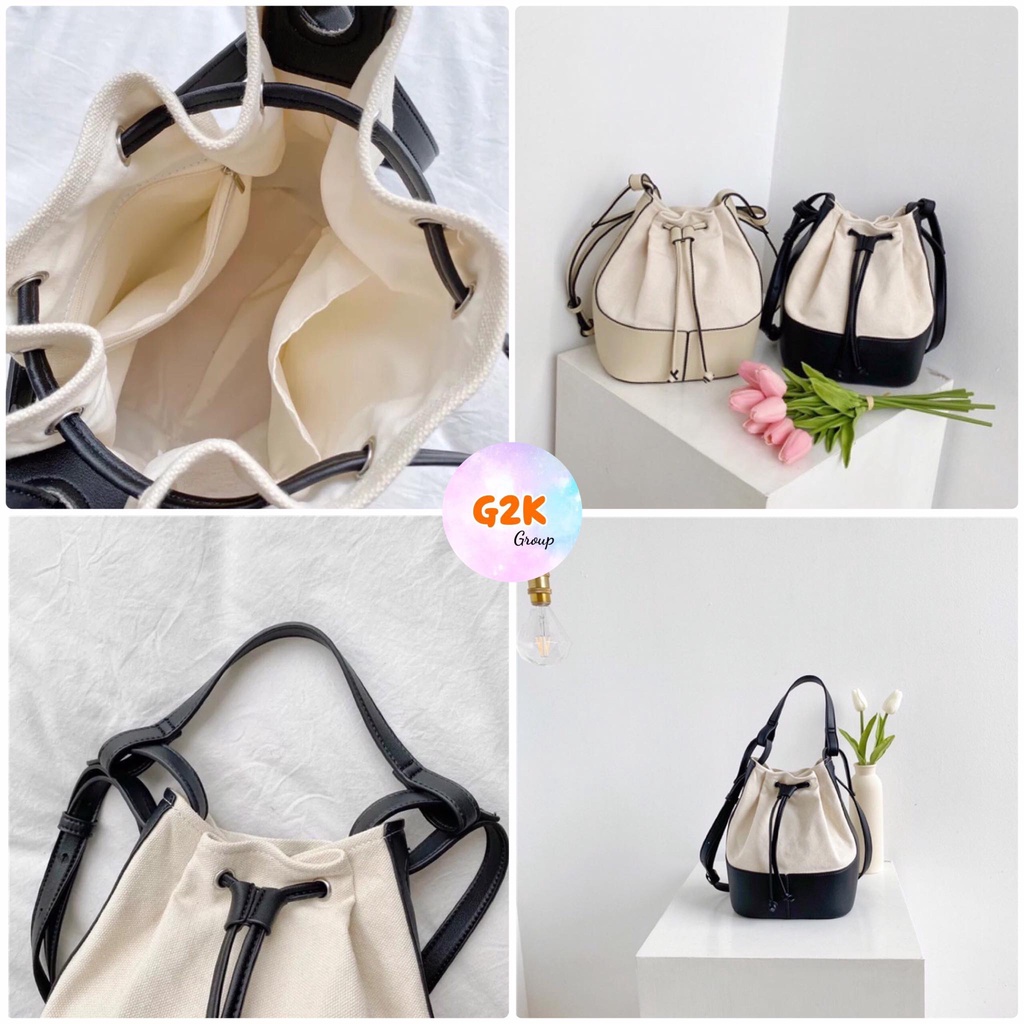 G2Kพร้อมส่ง(B75)กระเป๋าแคนวาสทรงขนมจีบ กระเป๋าสะพาย ทรงขนมจีบ ผ้าแคนวาส ...