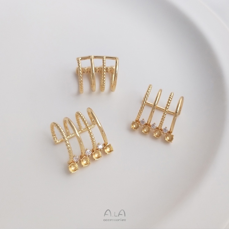 เครื่องประดับ DIYคลิปหนีบหู ประดับลูกปัดคริสตัล ไข่มุก สีทอง 14k DIYต่างหูเครื่องประดับต่างหู ...