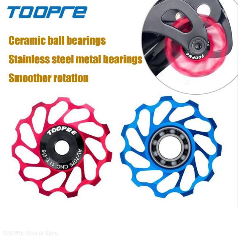 TOOPRE Bicycle Guide Roller 11T Ceramic Bearing MTB Alloy Rear Derailleur Pulley Jockey Wheel ...