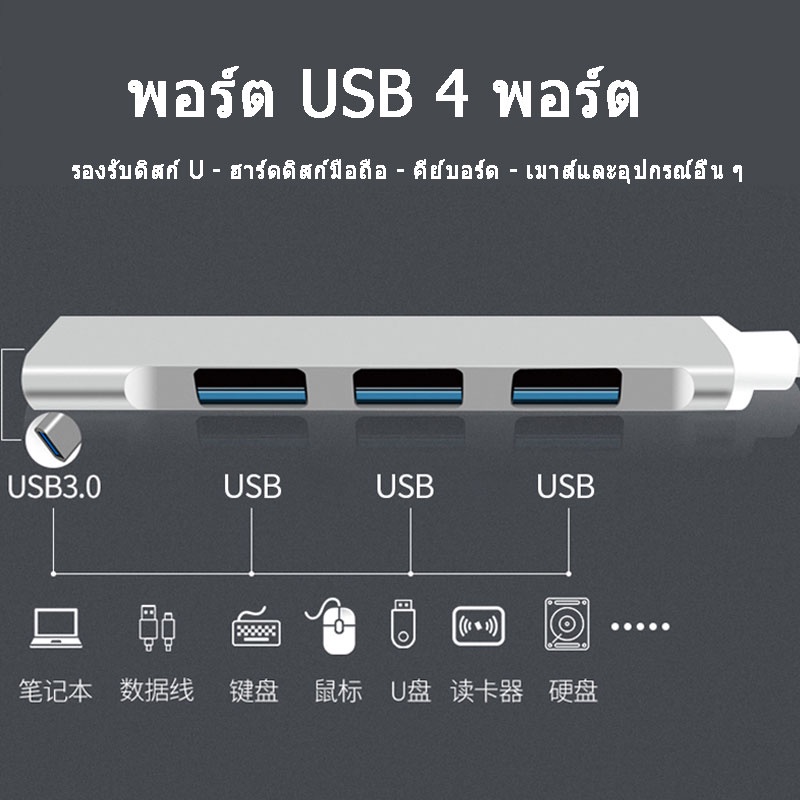 MGBB USB ความเร็วสูง 4 พอร์ตฮับ USB 3.0 Type-C HUB Adapter สำหรับ PC ...