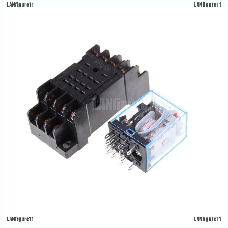 MY4NJ 12v/24v/220v Coil Power Relay DIN Rail Mounted 14 Pin 4PDT with Socket LANF - lanfigure11 ...