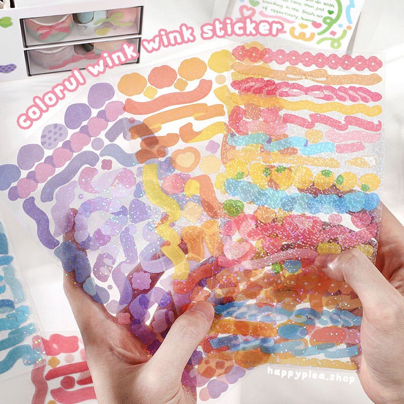 colourful wink wink sticker สติ๊กเกอร์วิ๊งๆค์หลากสี - happyplea.shop ...
