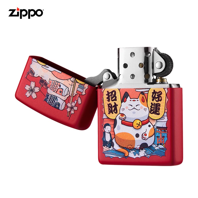 ๑ไฟแช็ก Zippo Lucky Cat Matte Lacquer Series Zippo Lighter Zippo ...