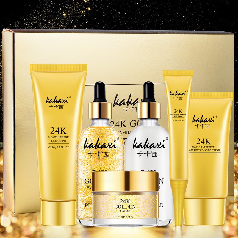 kakaxi 24k GOLD ชุด 6 ชิ้น เซ็ตบำรุงหน้า ไฮยาเข้มข้น เซรั่ม น้ำตบ ให้ ...