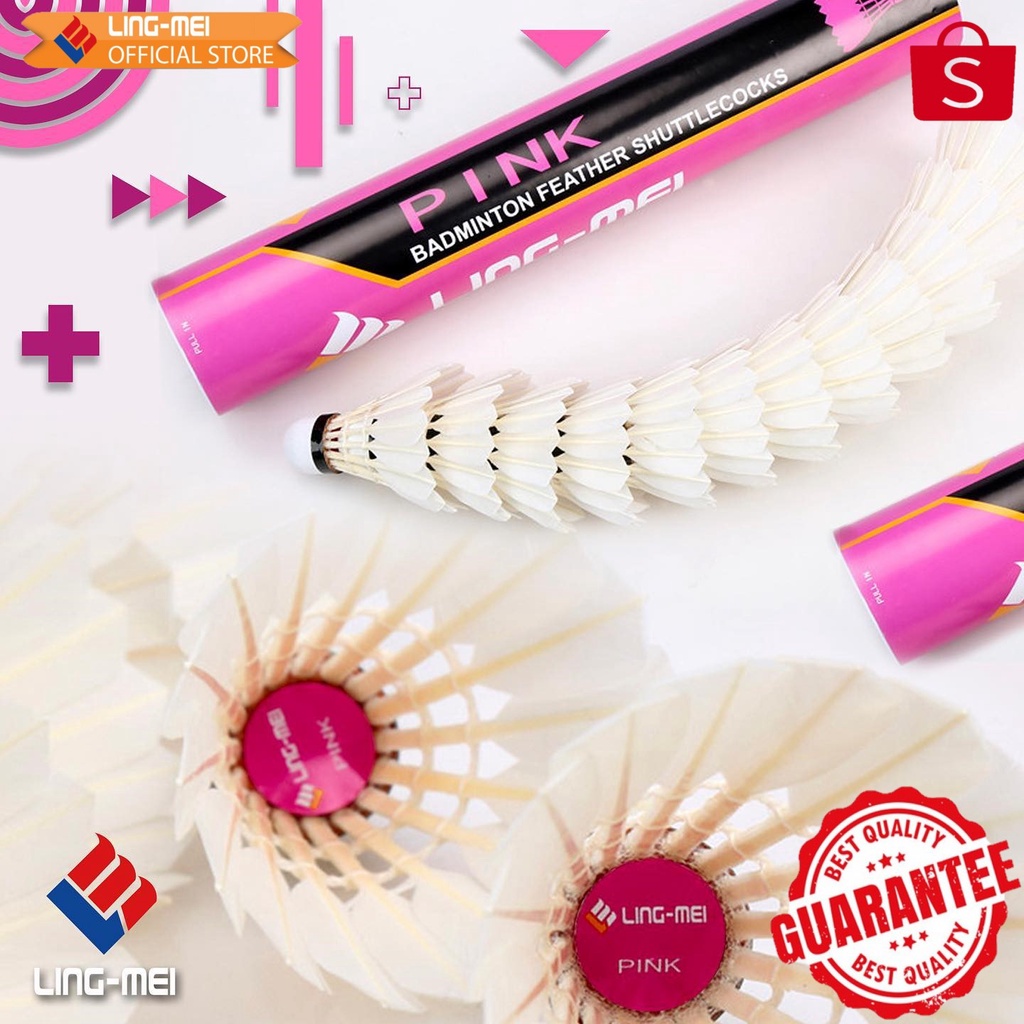 Ling-Mei Pink ลูกแบดมินตันหลิงเหม่ย สปีด 75-76 ลูกแบดขนห่านเกรดพรีเมี่ ...