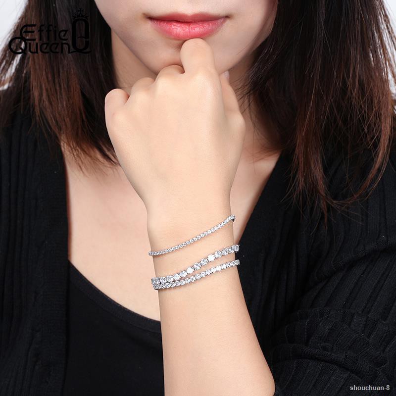 Effie Queen Silver Tennis Chain Bracelet 2mm 3mm 4mm Zirconia Sterling Silver Wrist Bracelets ...