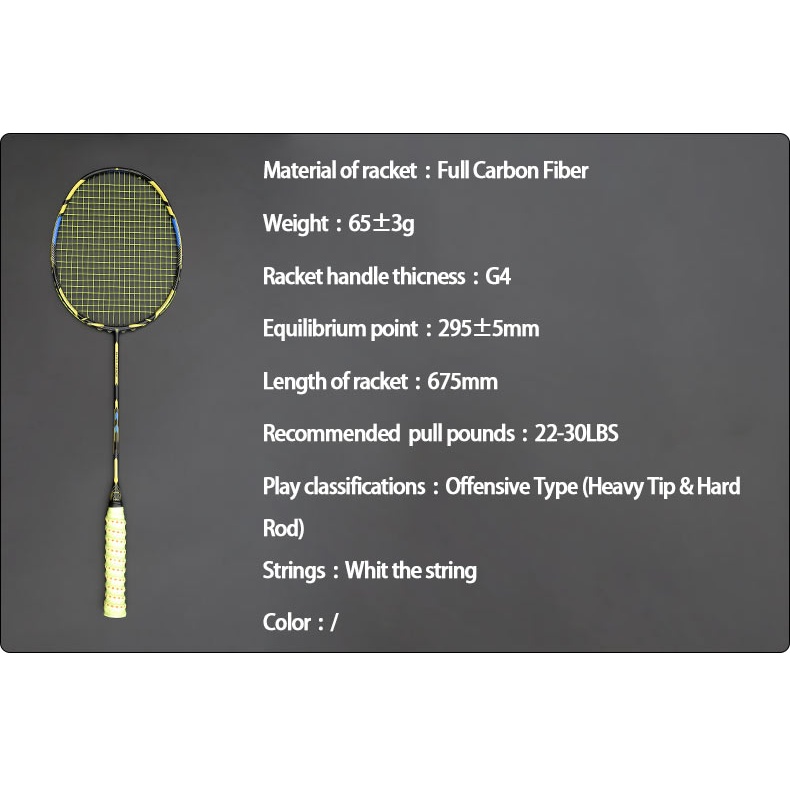 ไม้แบดมินตันrofessional Carbon 8U Badminton Rackets Ultra Light Strung ...