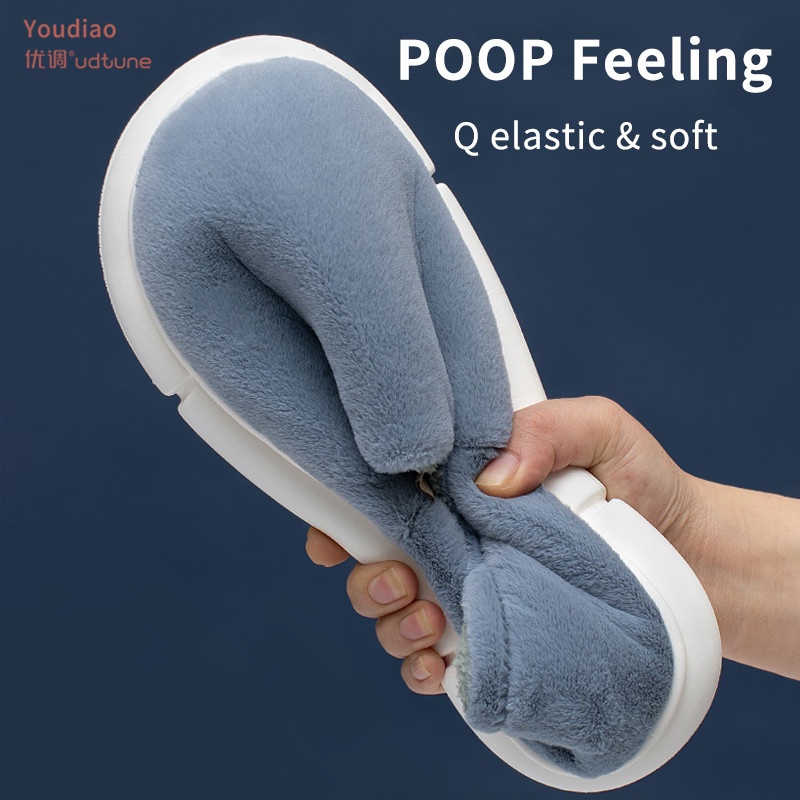 Winter Plush Slippers Men Indoor Heel Wrap Antislip Thick Sole Platform ...