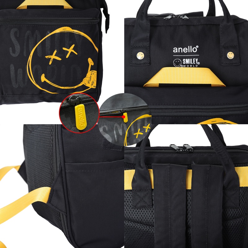 พร้อมส่ง กระเป๋าเป้แฟชั่น anello x SMILEY ช่องเยอะใส่ของได้เยอะ ใส่ได้ ...