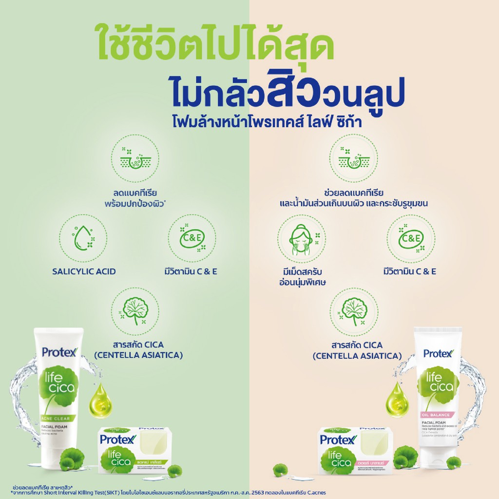 ของแท้จากบริษัท Protex Life Cica Facial Cleanser โฟมล้างหน้าโพรเทคส์ ...