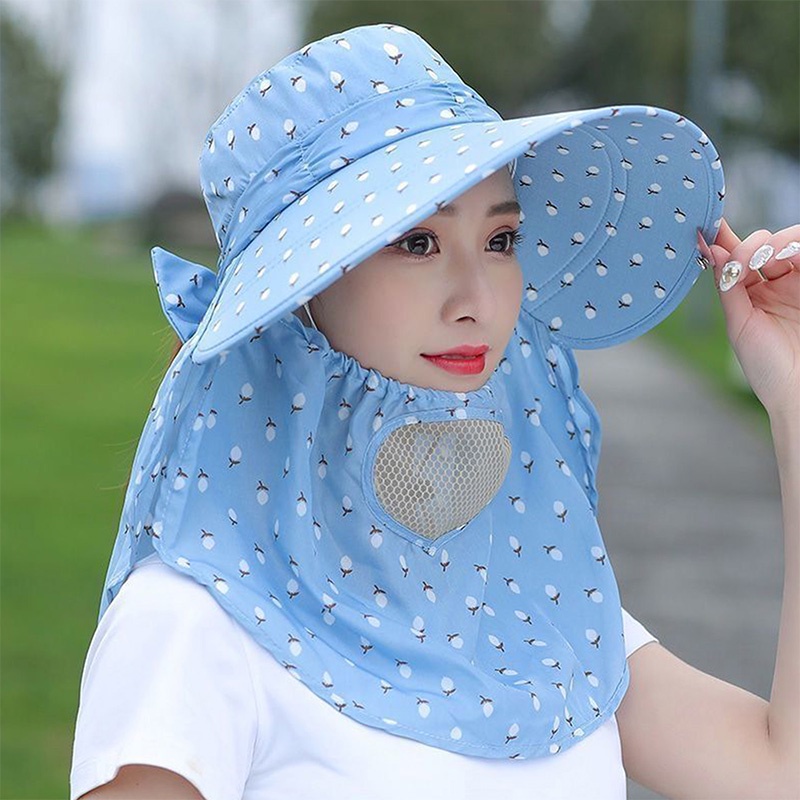 หมวกกันแดดSun Hat Female Summer Hat Cover Face Breathable Sun Hat All ...
