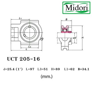 UCT205-16 ตลับลูกปืนตุ๊กตา ( เพลา 1 " นิ้ว, 25.400 มม. ) BEARING UNITS UCT 205-16 UC +T | Shopee ...
