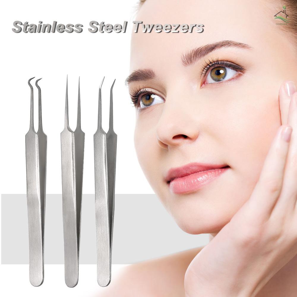 3pcs Acne Clip Facial Pimple Comedone Nippers Curved Straight Blackhead ...