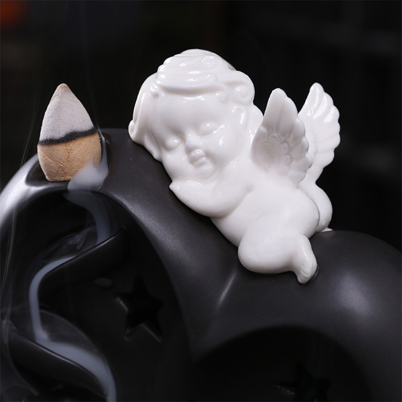 Cupid Heart LED Ceramic Backflow Incense Burner Home Decor Aromatherapy ...