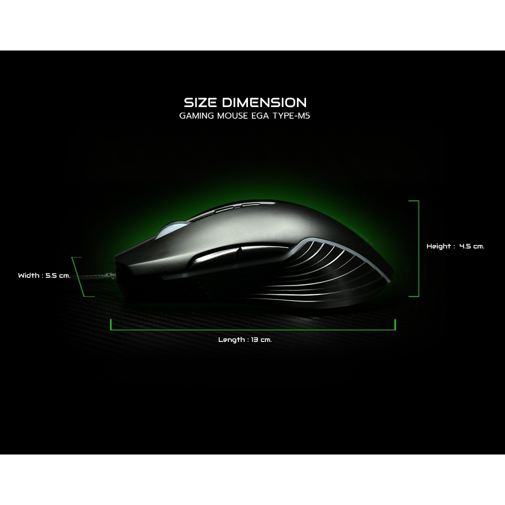 EGA Type M5 Gaming Mouse เมาส์เกมมิ่ง เมาส์มาโคร Mouse Macro 6400 DPI ...