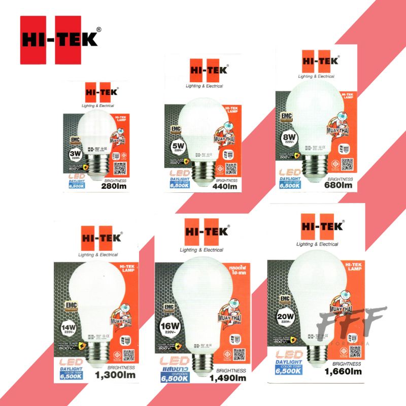 [HI-TEK] หลอดไฟ LED ขั้ว E27 มวยไทย ซีรี่ส์ 3W , 5W , 8W , 10W , 14W ...