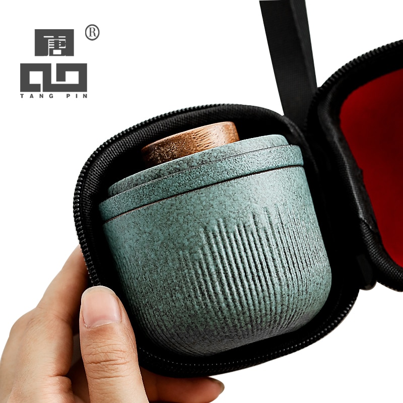 TANGPIN green ceramic teapot teacup handmade portable travel tea sets ...