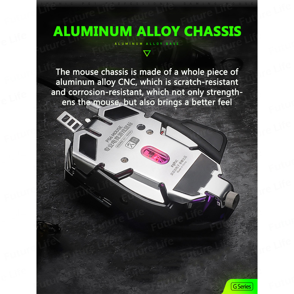 newINPHIC PG6 Gaming Mouse 7200DPI Adjustable Size Metal Mechanical ...