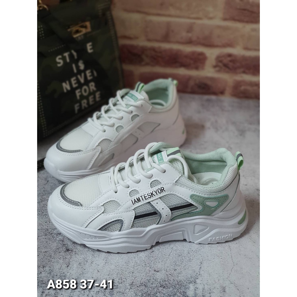 รองเท้าผ้าใบเสริมส้นผูกเชือกสไตล์เกาหลีเสริมส้น1.5นิ้วA858ไซส์37-40ไซส์ ...