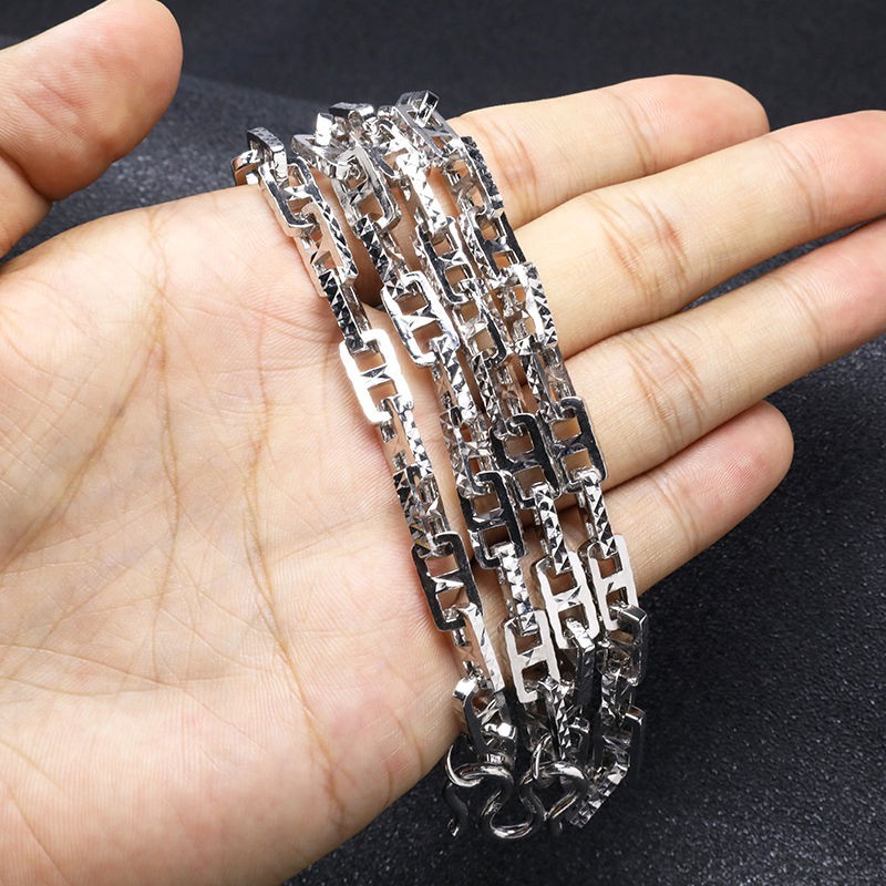 ๑[Hot] สร้อยคอทองคำขาวผู้ชายของแท้ใหม่ PT950 Platinum Hundred Words Atmospheric Fortune Chain ...