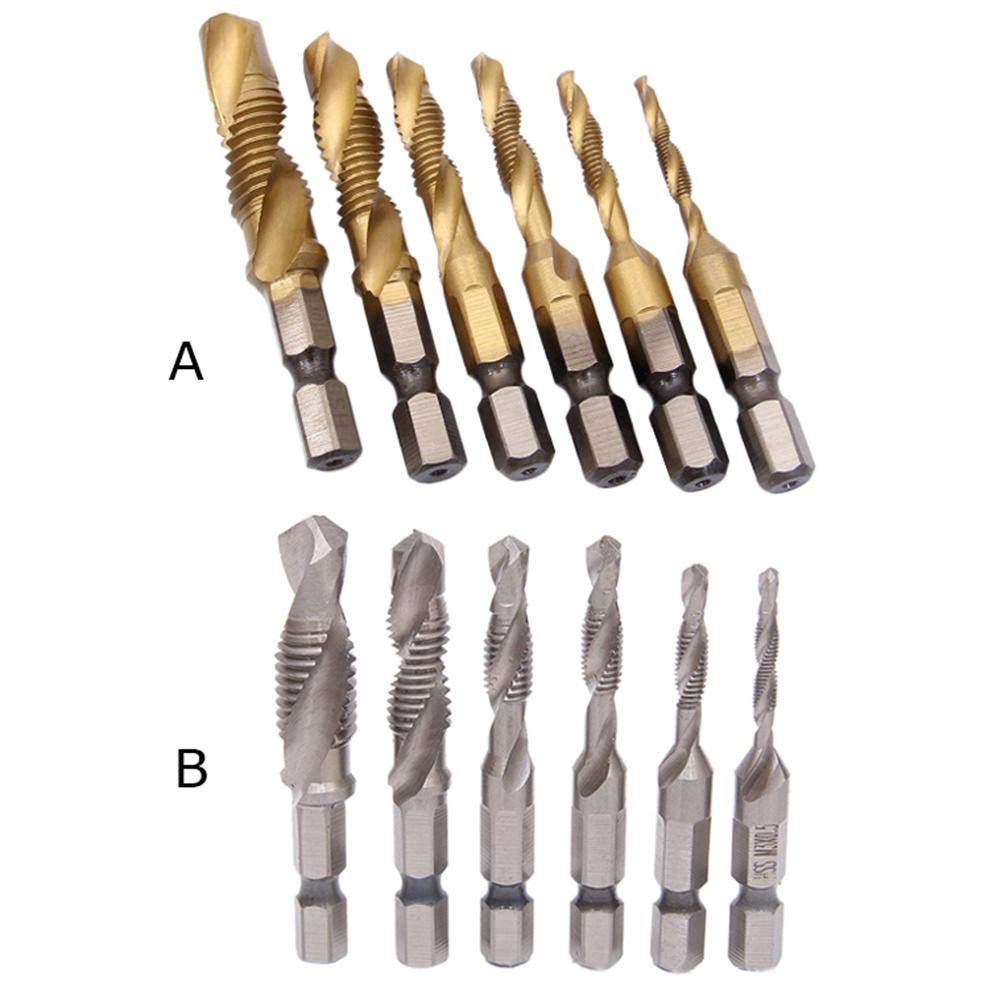 WF6pcsset Hand Tap Drill Hex Shank HSS Screw Spiral Point Thread Metric ...