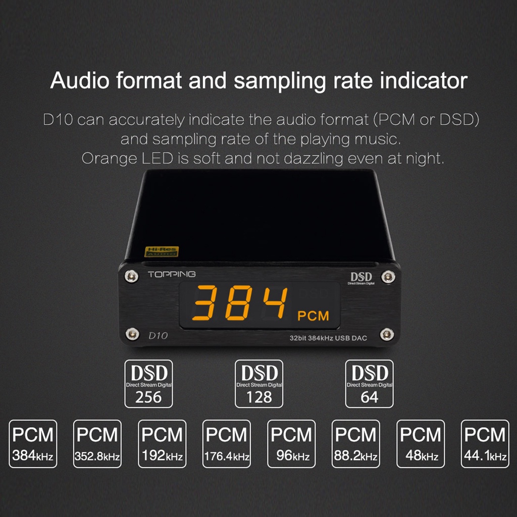 TOPPING D10 MINI USB DAC CSS XMOS XU208 ES9018K2M OPA2134 audio ...