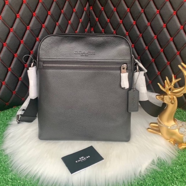 สด-ผ่อน) สะพายข้างชาย สีเทาดำลายซี F73336 Coach 4010 HOUSTON FLIGHT BAG ...