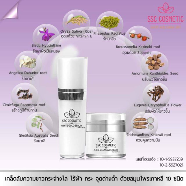SSC Cosmetic มีของแถมครีมทาฝ้า Skin Melasma Cream 15 g. White Gold ...