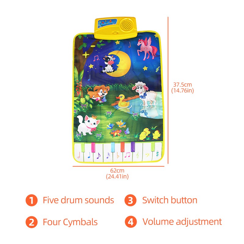 Night Animals Baby Touch Musical Play Mat Piano With Animals Sound Toys ...