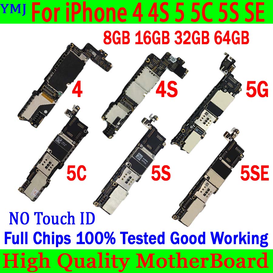 No Touch ID For iphone 4 4s 5 5c 5s 5se motherboard 8GB 16GB 32GB, Full ...