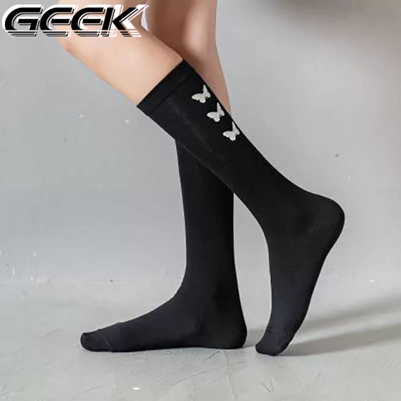 Black Socks Kawaii Happy Harajuku Long Butterfly Skateboard Bicycle ...