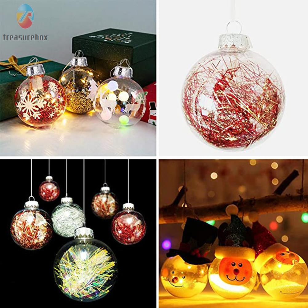TRSBX12x Christmas Clear Iridescent Glass Baubles Balls Xmas Tree Decor ...