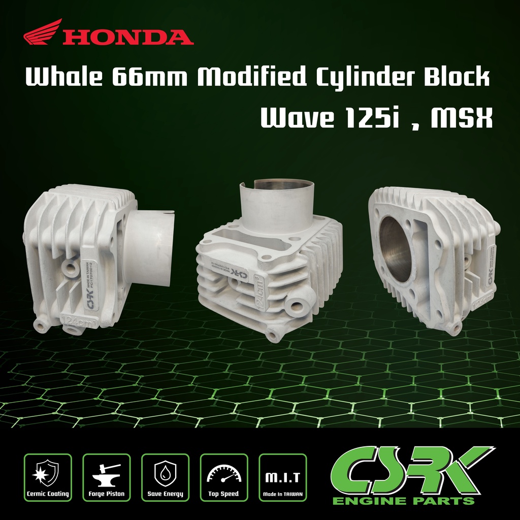 เสื้อสูบปลาวาฬ 66มิล Wave 125i, MSX (Whale 66mm Modified Cylinder Block ...