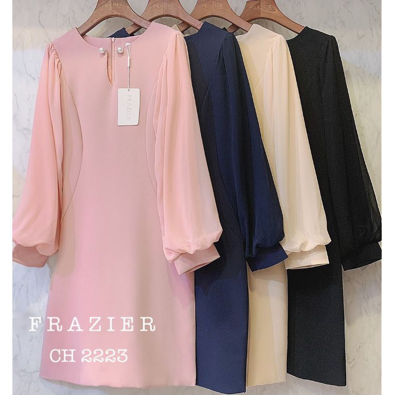 CH2223เดรสคอกลมผ่าแขนยาวชีฟองจั้ม (S.M.L.XL) - sakurangius - ThaiPick