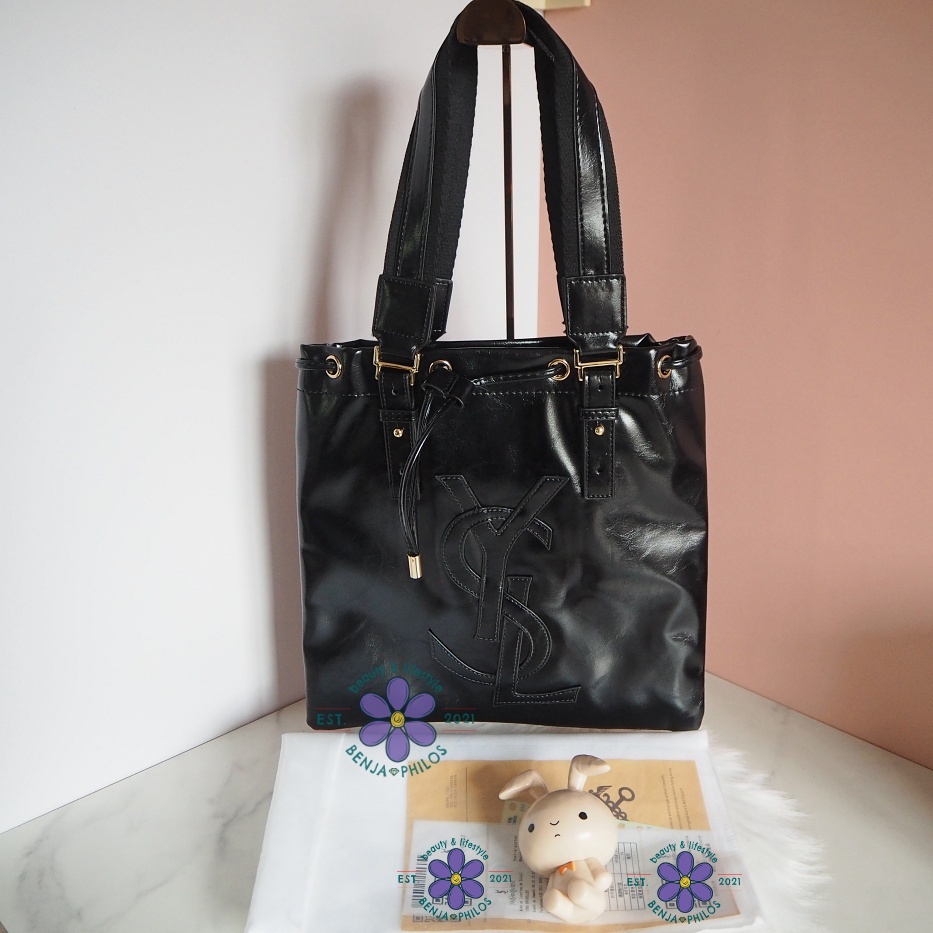 กระเป๋าถือทรงช้อปปิ้ง หนังแท้ เคลือบเงาสวย ยิปแซง พร้อมส่ง Shopee