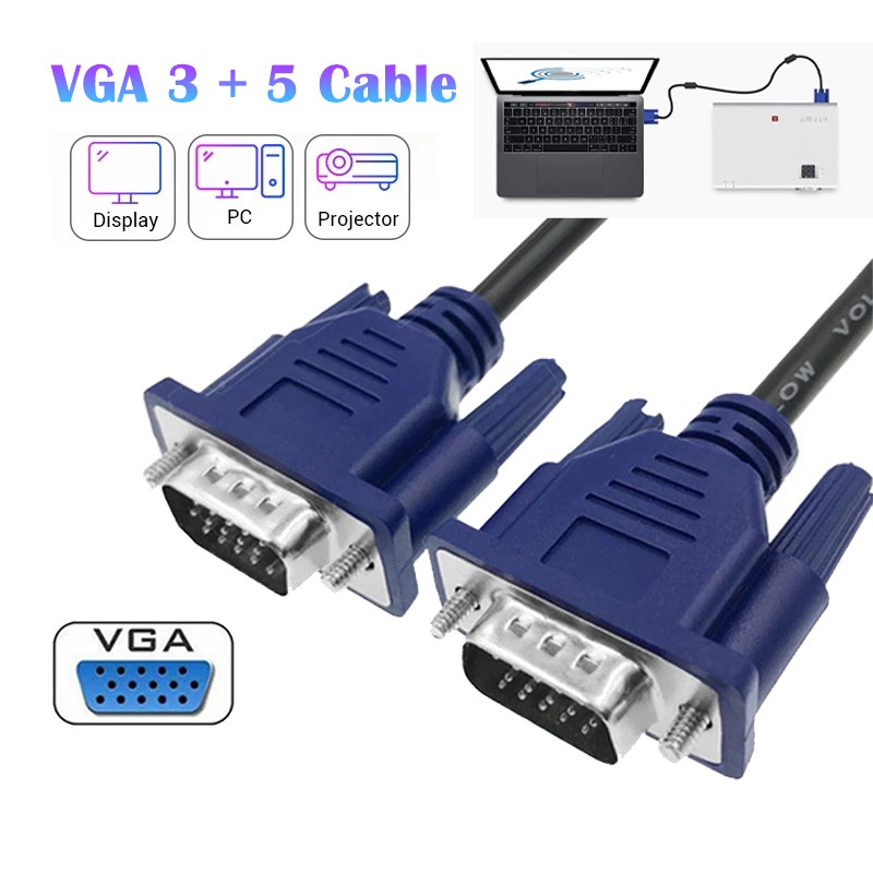 สาย VGA สายต่อจอVGA 3+5 15pin VGA Cable MaleTo Male ยาว1.5เมตร - GO happy - ThaiPick