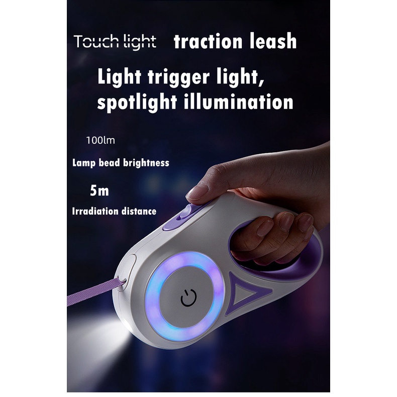 Dog Leash Wich LED Lights Automatic Retractable Nylon Cat Lead ...