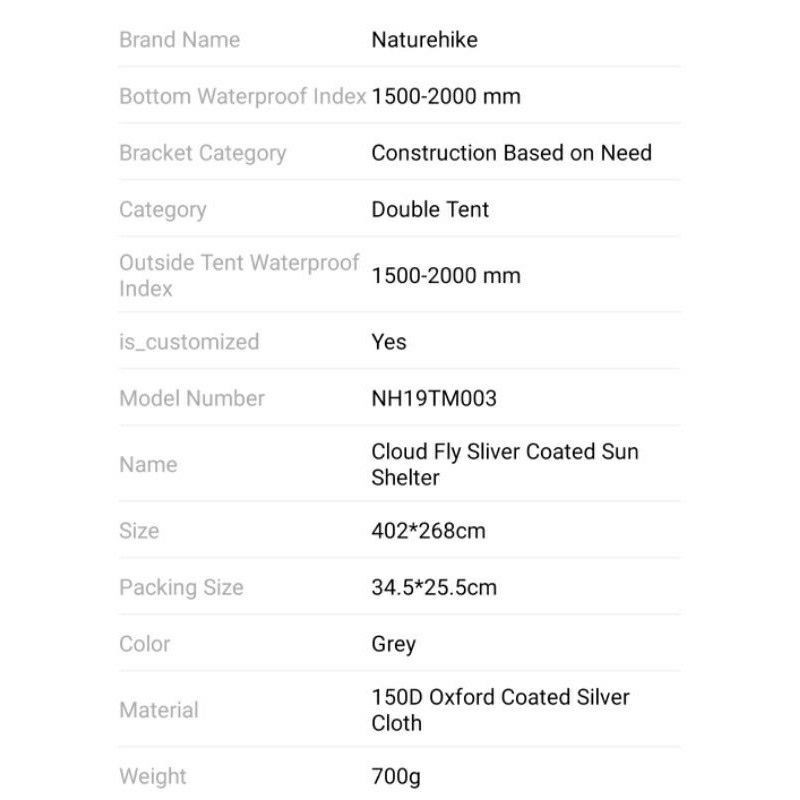 BAL เต้นปิ๊กนิก เต้นเดินป่า Nature Hik Cloud Fly Diamond Shape Tarp ...