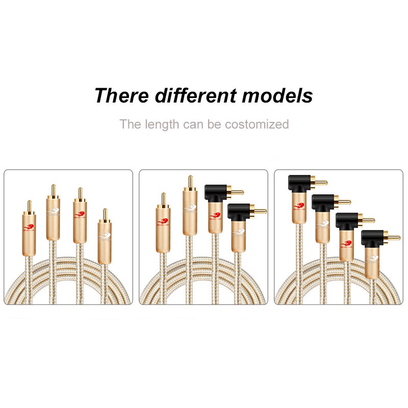 GOLLEY LION 2RCA to 2 RCA Audio Cable Male to Male Gold-Plated 1m 2m 3m ...