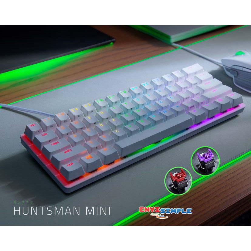 Razer Huntsman Mini RGB Gaming Keyboard (Keycaps / Mercury White) - US ...