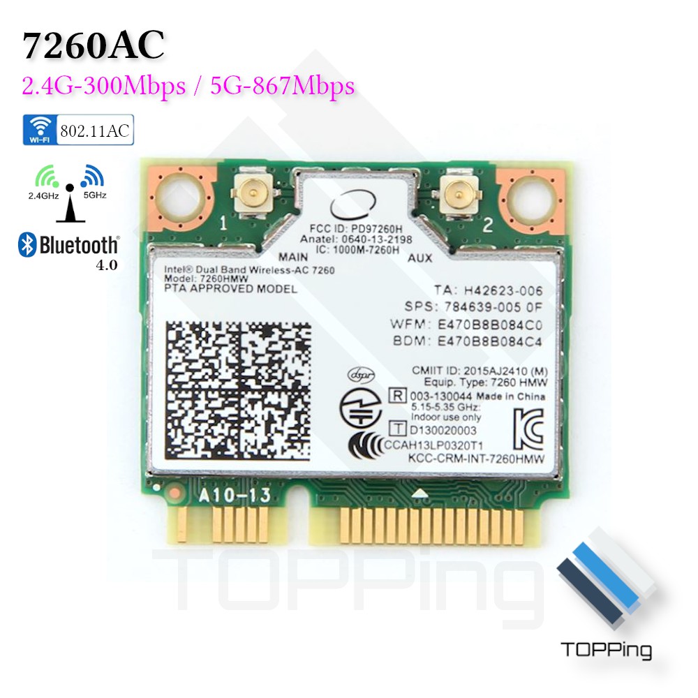 Dual Band Wireless Wifi Card Intel AC7260 7260HMW ac Mini PCI-E 2.4G ...