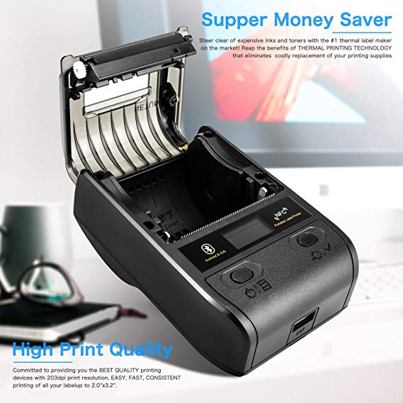 NETUM Bluetooth Thermal Label Printer Mini Portable 58mm Receipt ...