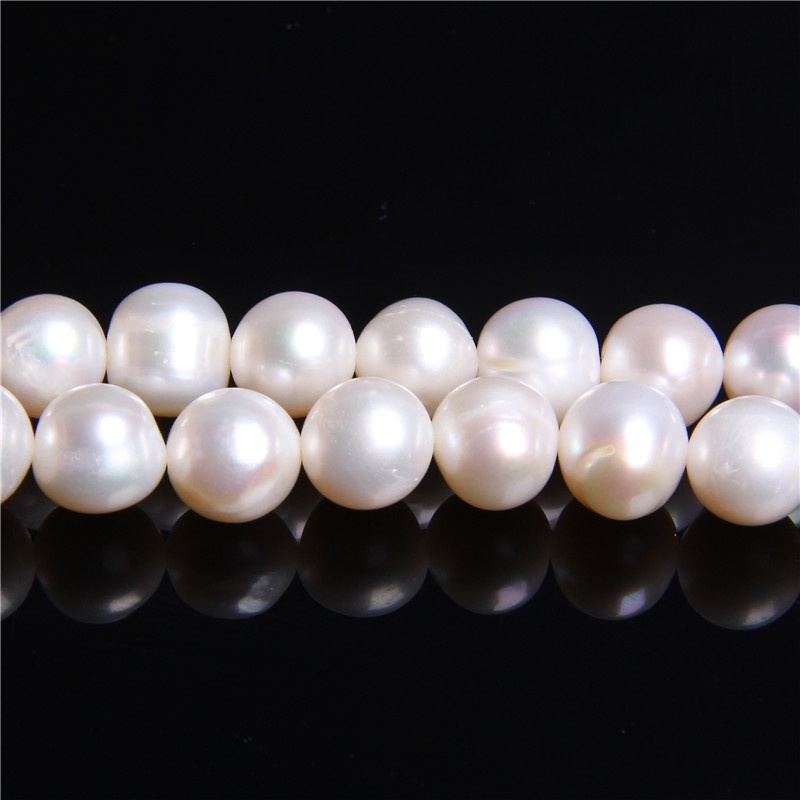 Fine 12-13mm 100 Natural AA round white loose freshwater pearls beads ...