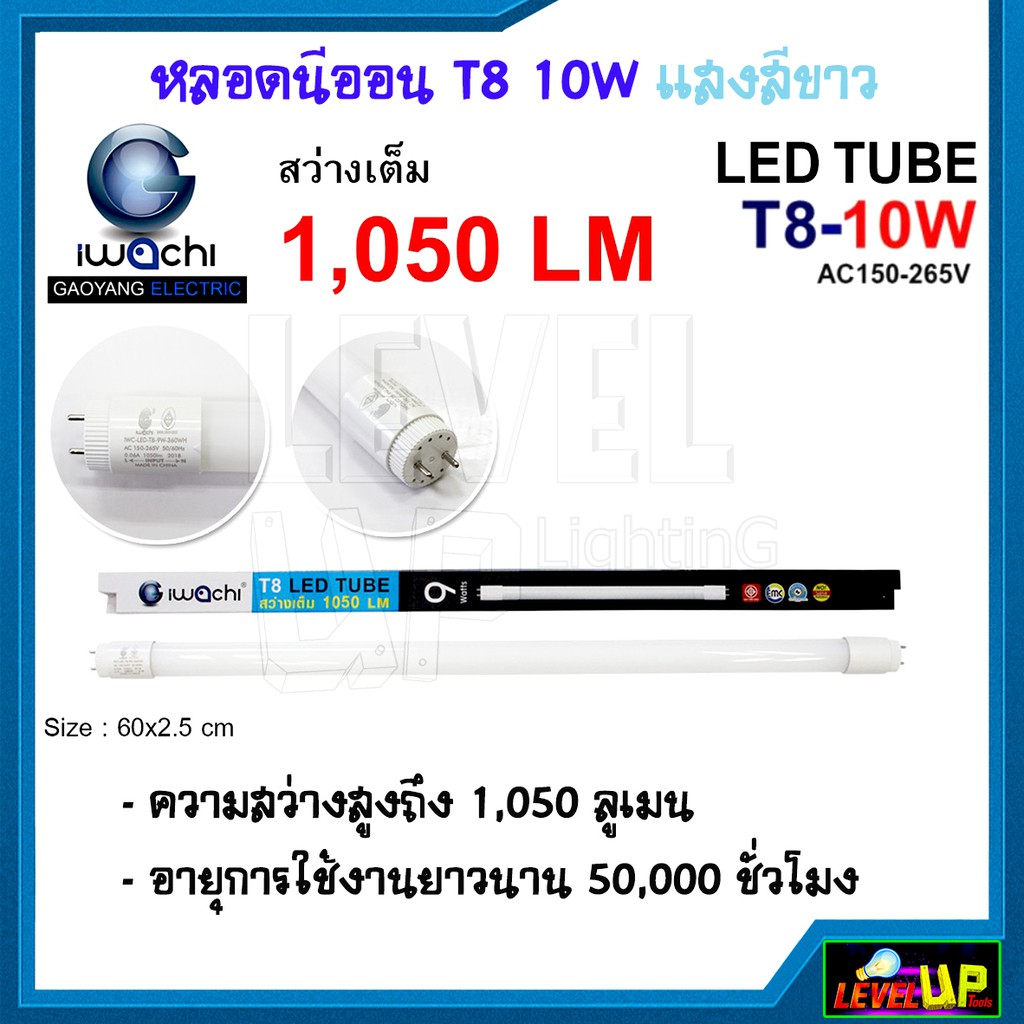 หลอดไฟนีออน LED T8 10W หลอดประหยัดไฟ หลอดไฟ led แบบสั้น แสงสีขาว (DAYLIGHT) | Shopee Thailand