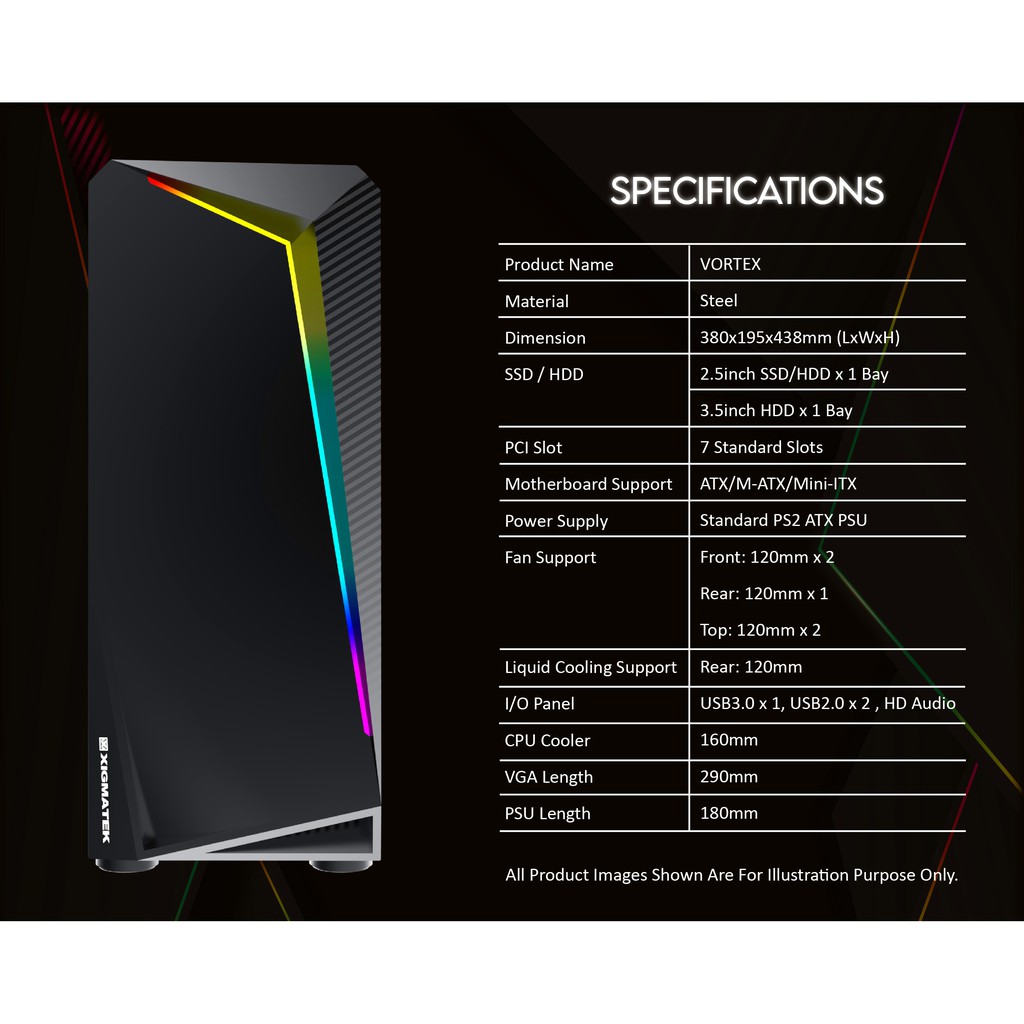 Case ATX เคสคอมพิวเตอร์ พร้อมพัดลม RGB 1 ตัว Xigmatek VORTEX โคตรคุ้ม - mahaprom_intercom - ThaiPick