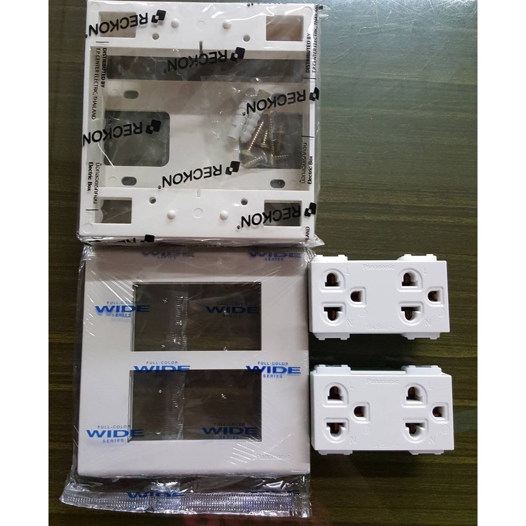 Panasonic ปลั๊กไฟบ้าน ปลั๊กกราวด์คู่ เต้ารับกราวด์คู่ 2ชุด WEG 15929 ...